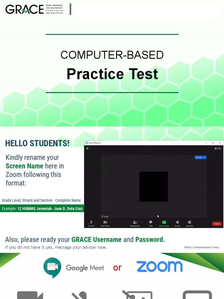 GRACE Computer-Based Testing Guide | PDF | Login | Password