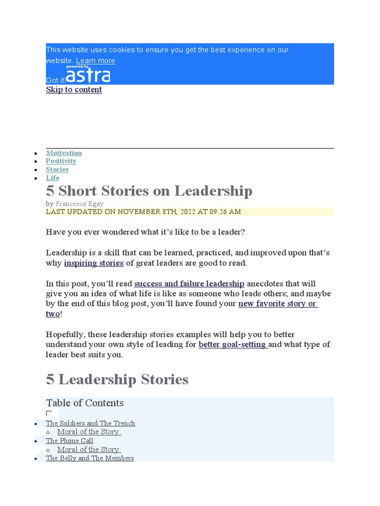 Leadership Stories | PDF | Leadership | Soup
