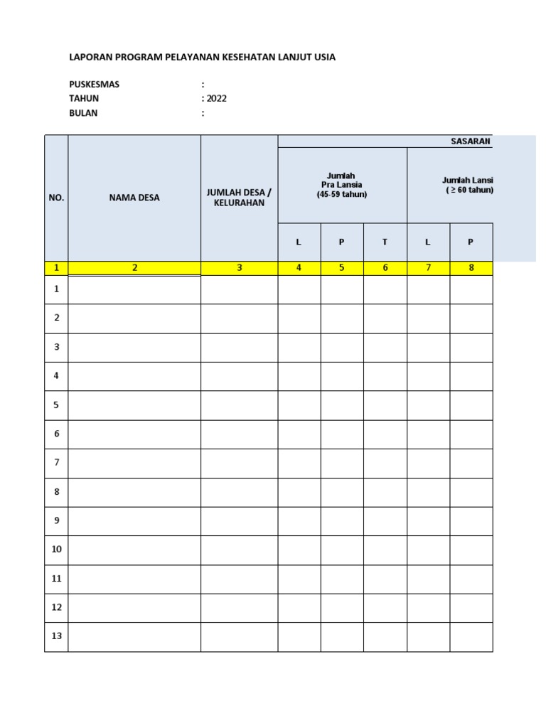 FORMAT LAPORAN BARU USILA 2022.xlsx | PDF