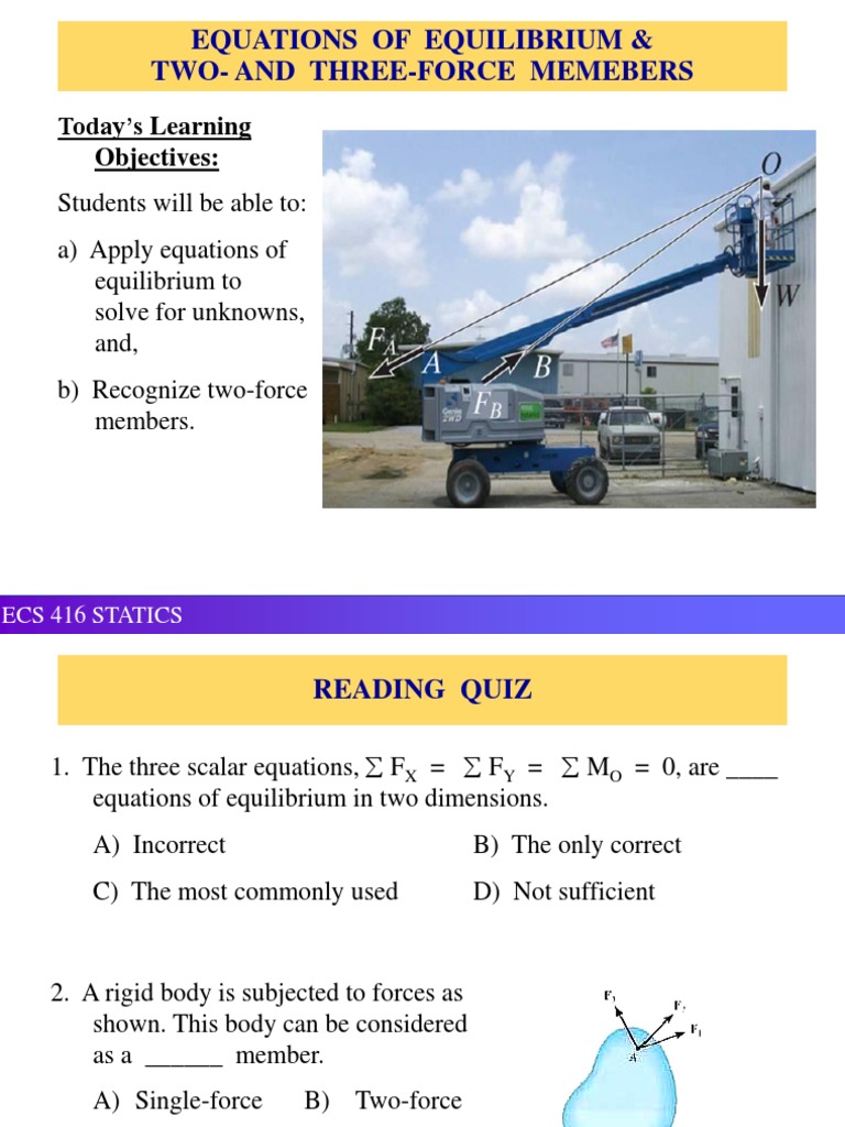 Chapter 4b STATICS | PDF | Force | Equations