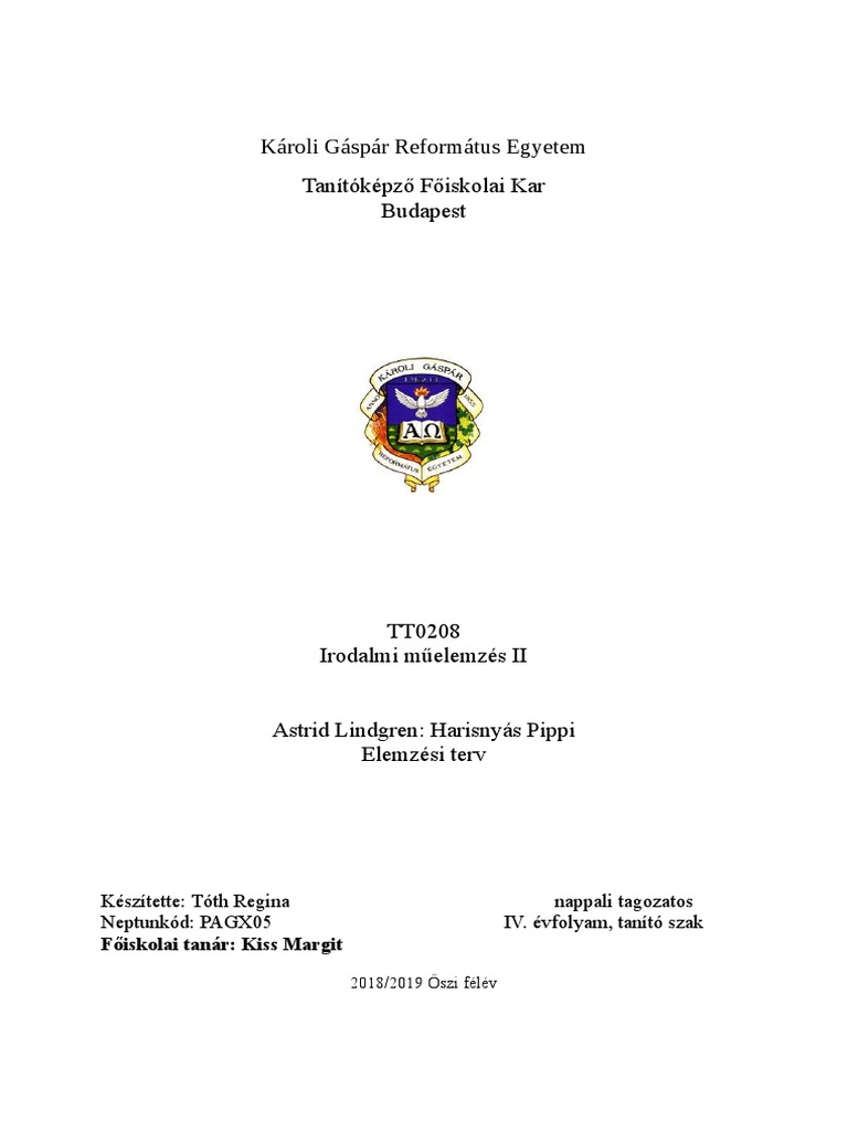 Tóth Regina Irodalmi Műelemzés | PDF