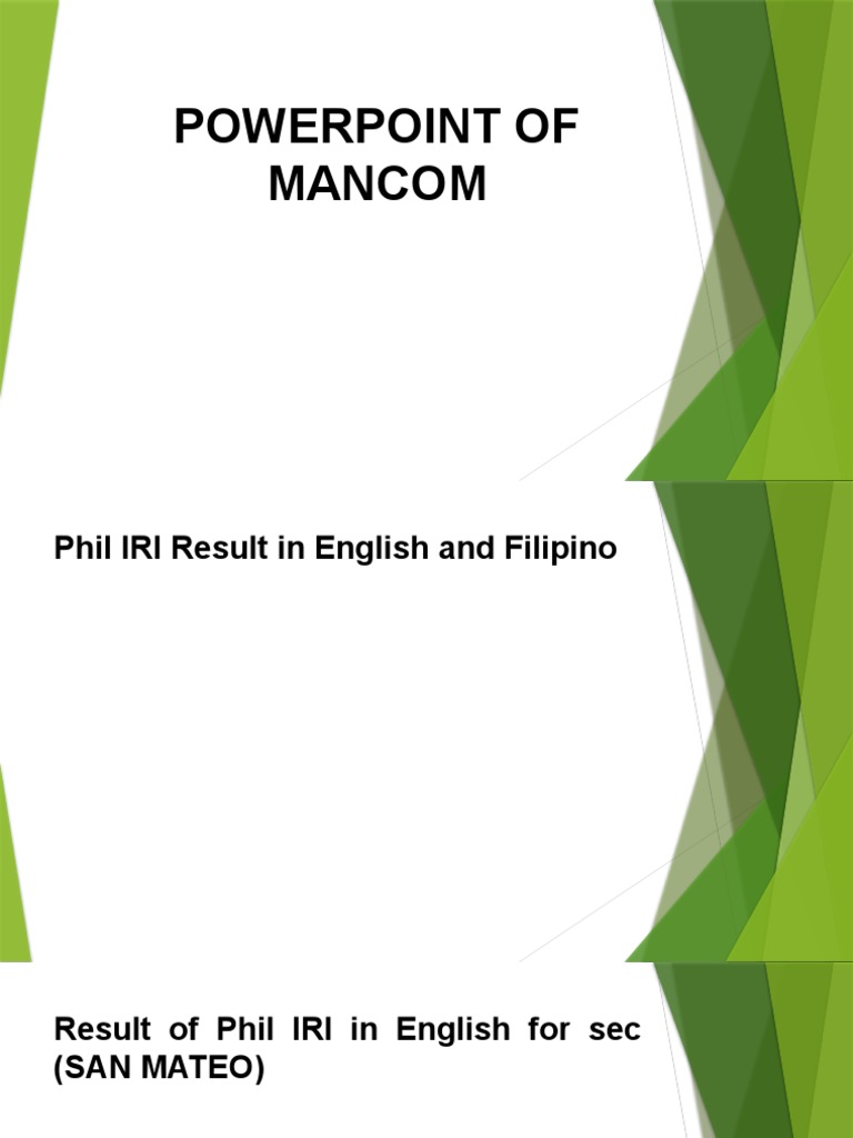 Mancom Presentation on Phil IRI Results | PDF | Wash | Sanitation