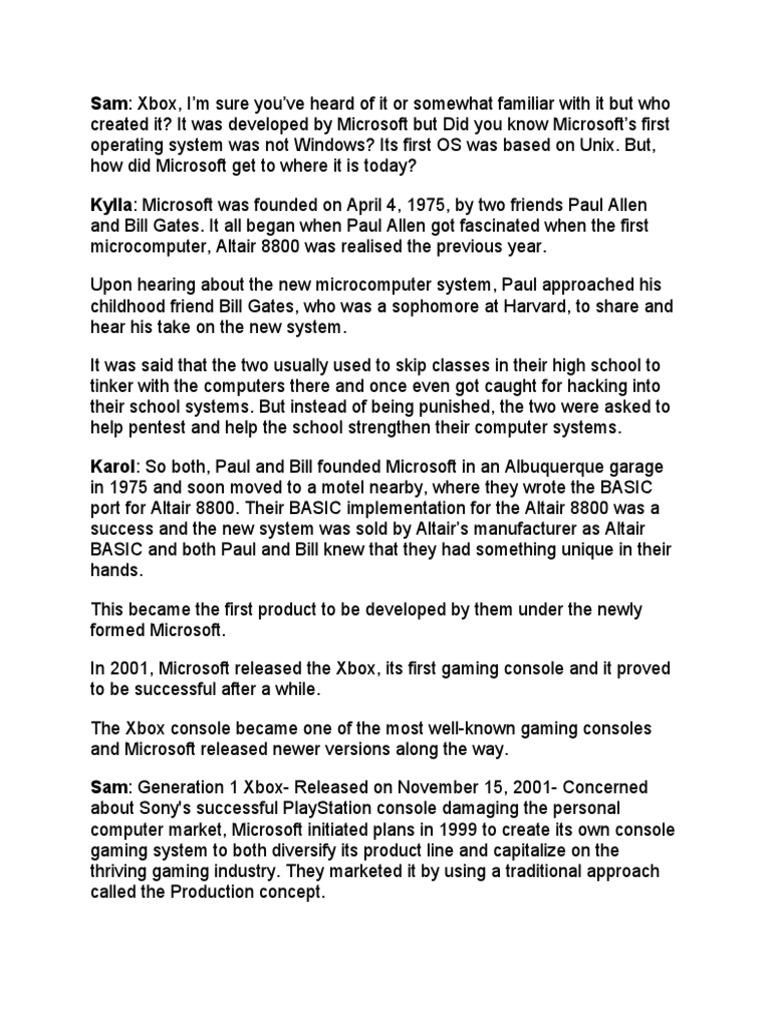 Script PM | PDF | Xbox | Microsoft