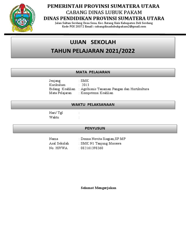 Naskah Uas Atph 2021-2022 .. | PDF