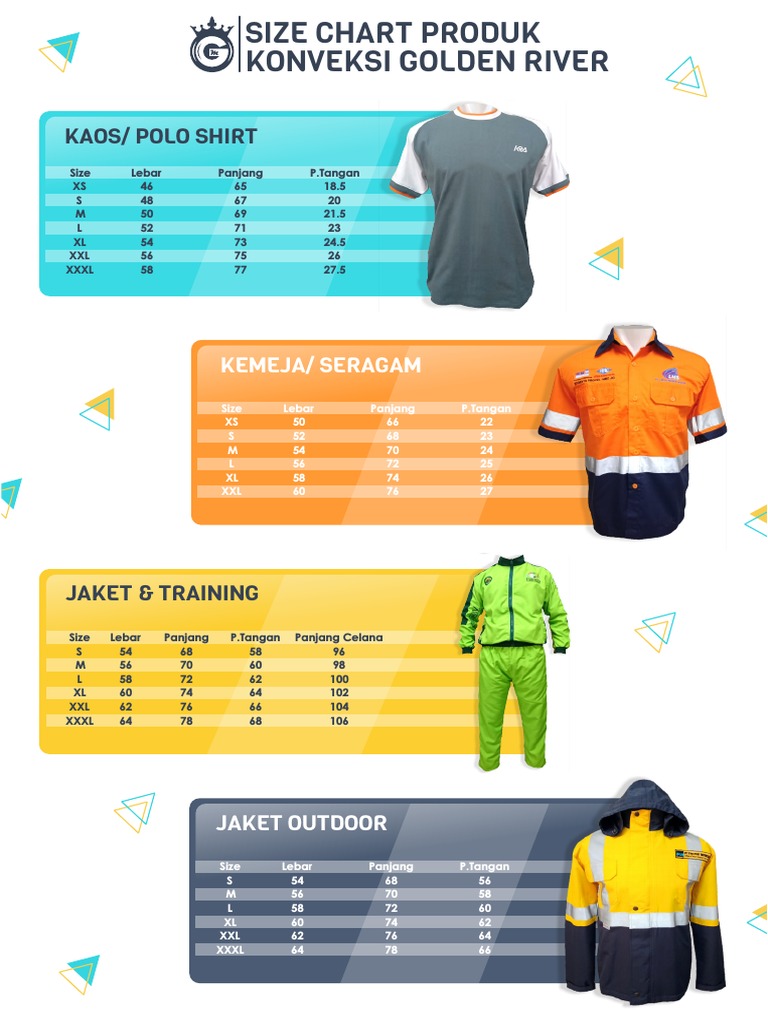 Size Chart Produk Golden River PDF | PDF