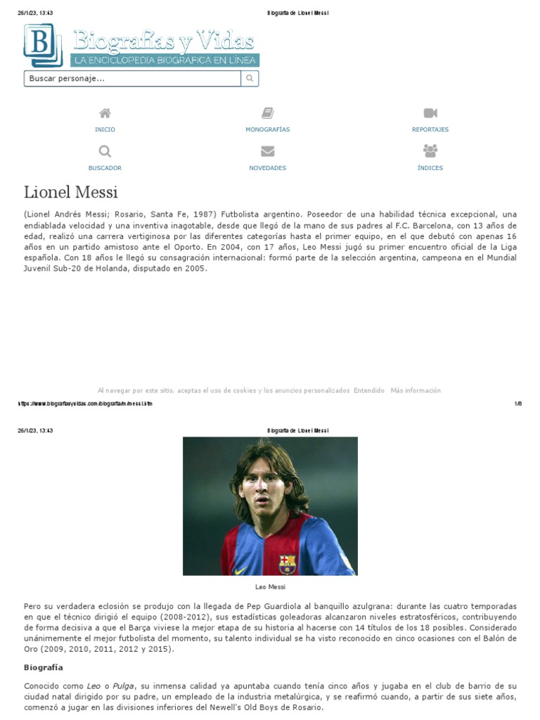 Biografia de Lionel Messi | PDF | Lionel Messi | FC Barcelona