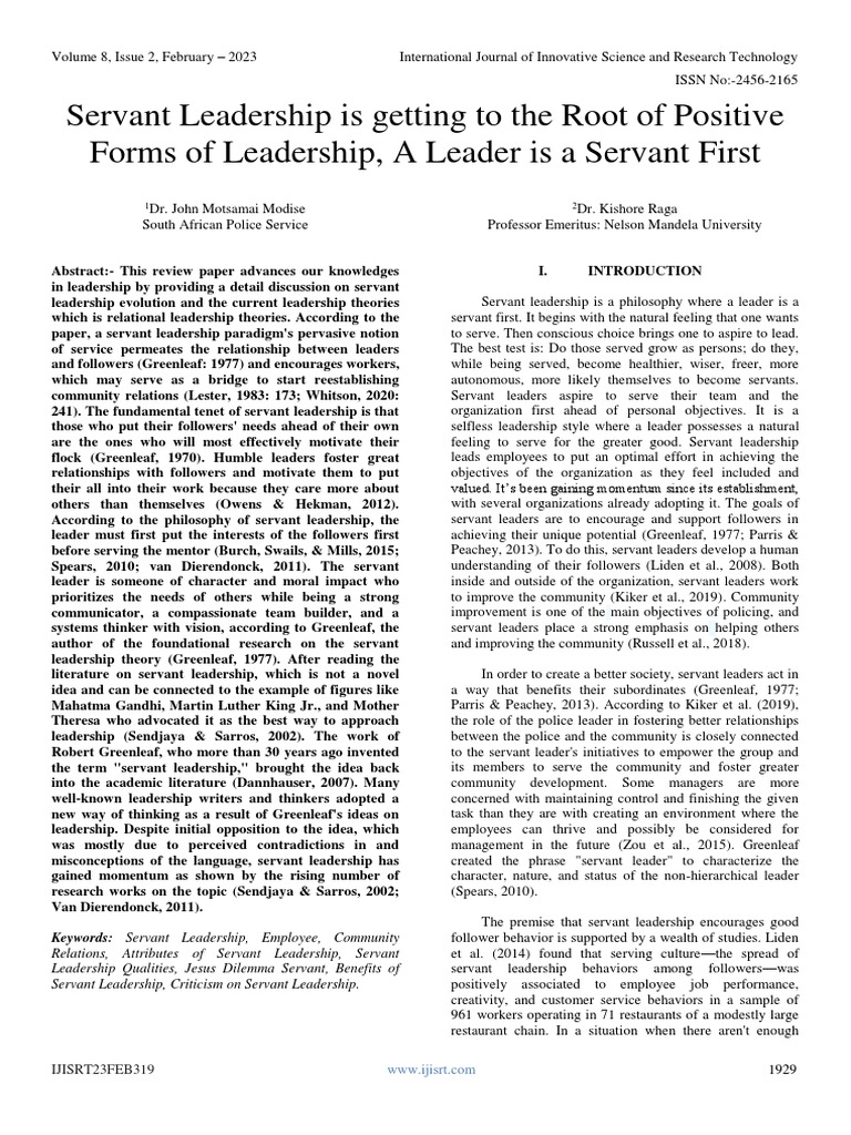 Servant Leadership Is Getting To The Root of Positive Forms of ...