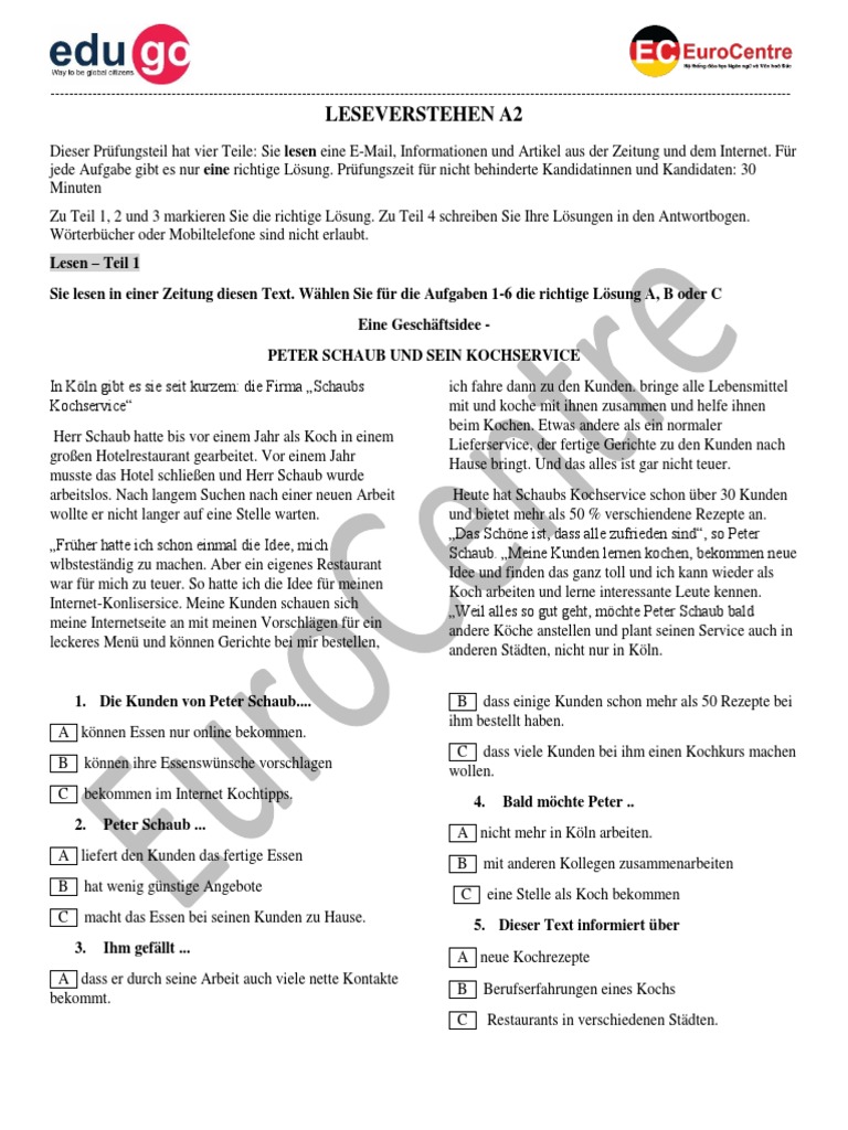 Lesen A2 | PDF
