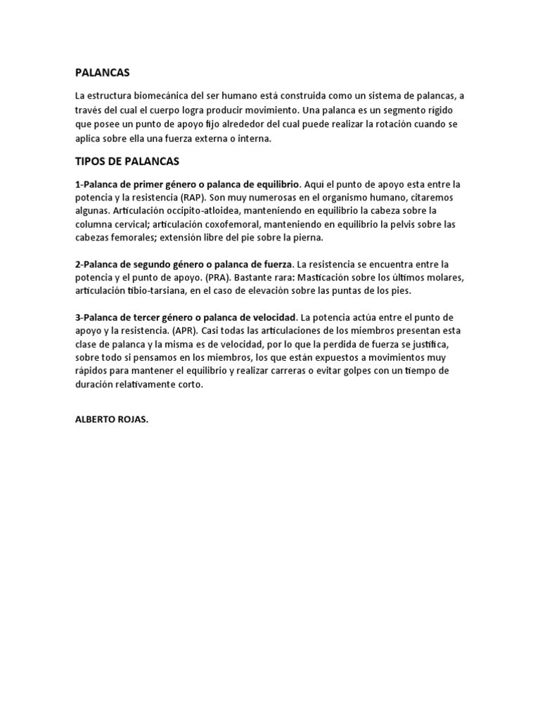 Palancas Biomecanica | PDF