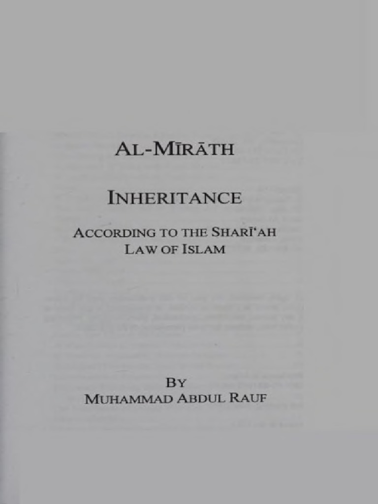 Al Mirath Inheritance According To The SharIah Law of Islam | PDF ...