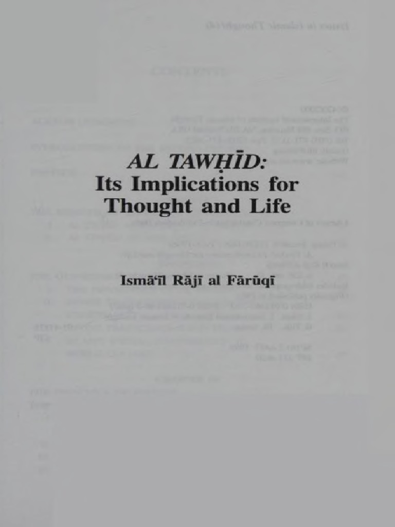 AL TAWHID Its Implications for Thought and Life | PDF | God In Islam ...