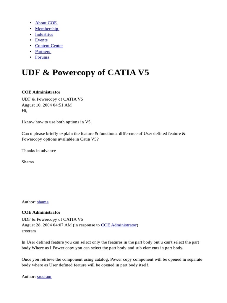 Comparing the User Defined Feature and Powercopy Options in CATIA V5 | PDF | Computing | Digital ...
