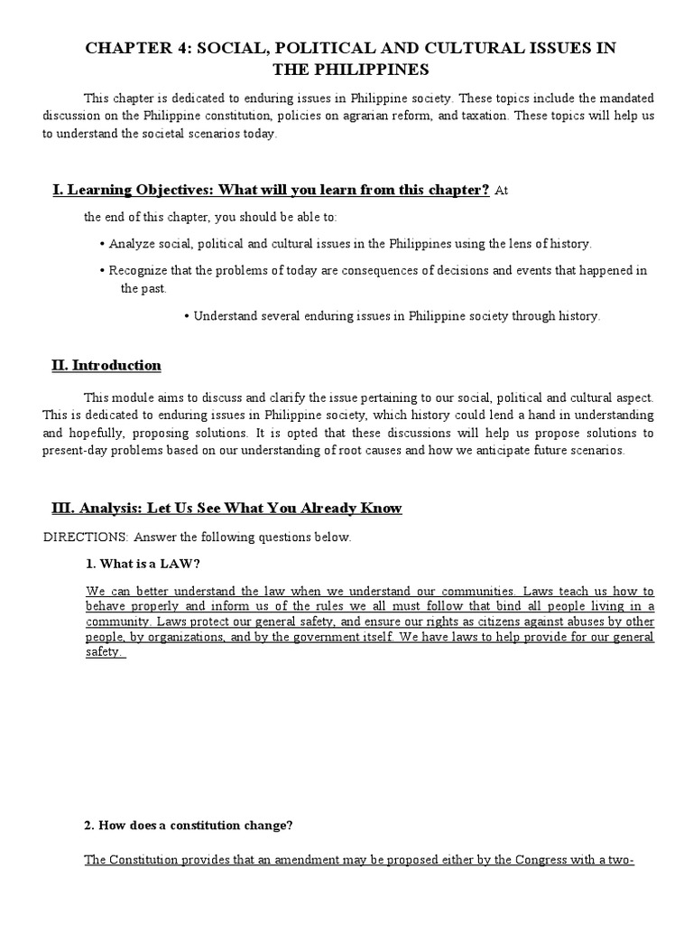 Chapter 4 - Social, Political and Cultural Issues | Download Free PDF ...