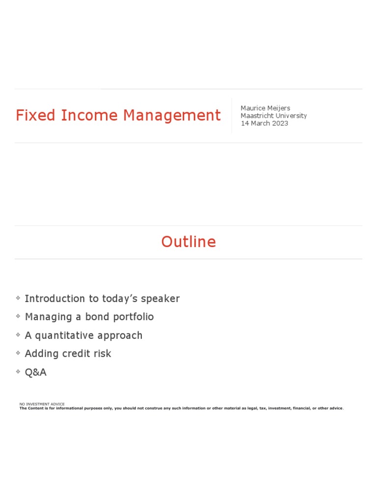 Fixed Income Guest Lecture Maurice Meijers (New) | PDF | Financial Risk ...