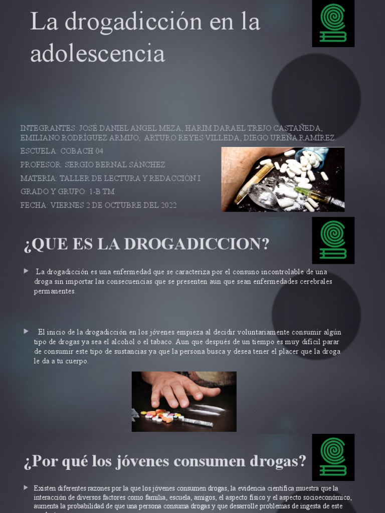 La drogadicción en la adolescencia (1).pptx | PDF | Drogas | La ...