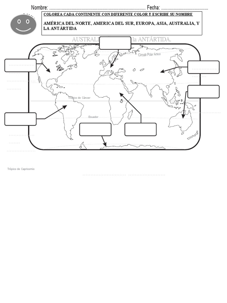Mapa de Continentes para Colorear | PDF