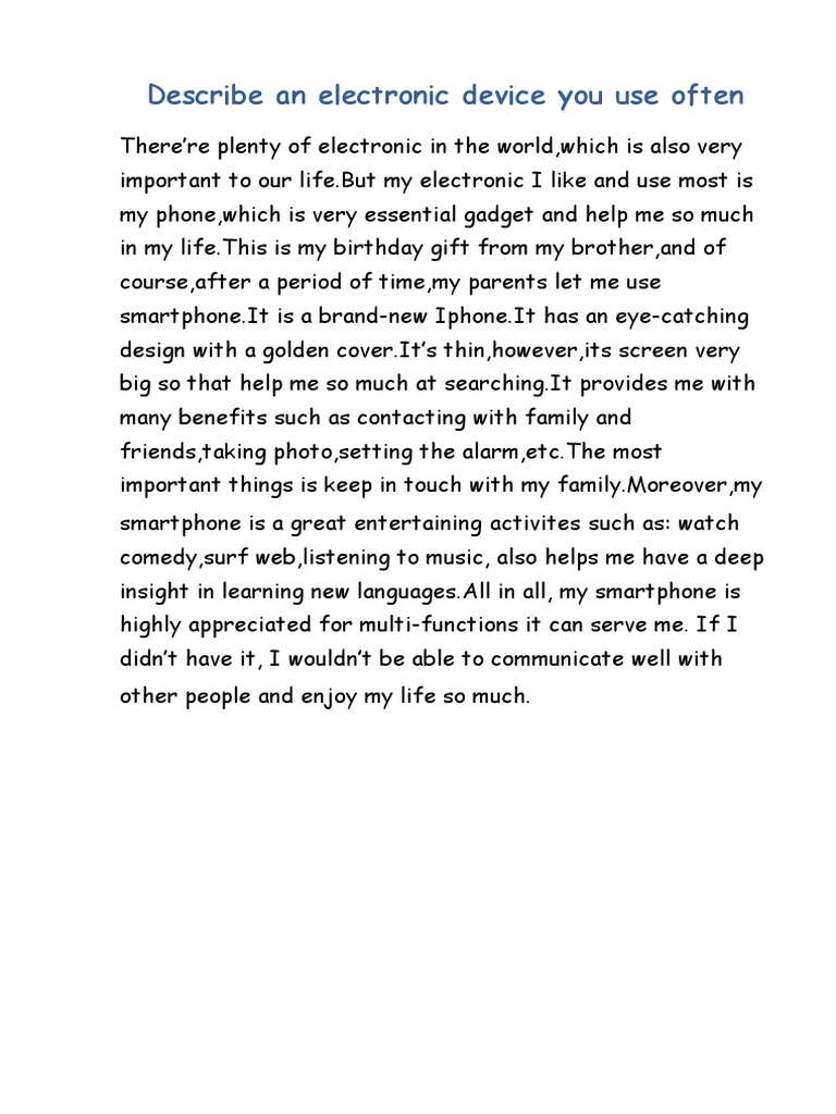 Describe An Electronic Device You Use Often | PDF