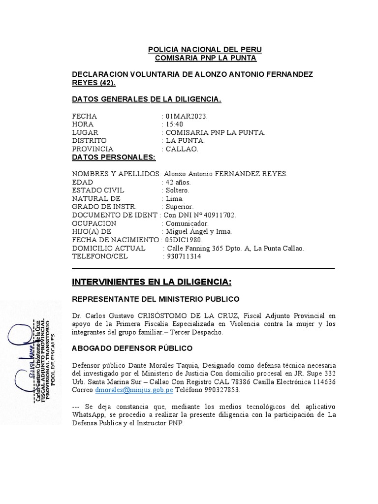 Declaracion Detenido Alonzo Antonio Corregido | PDF