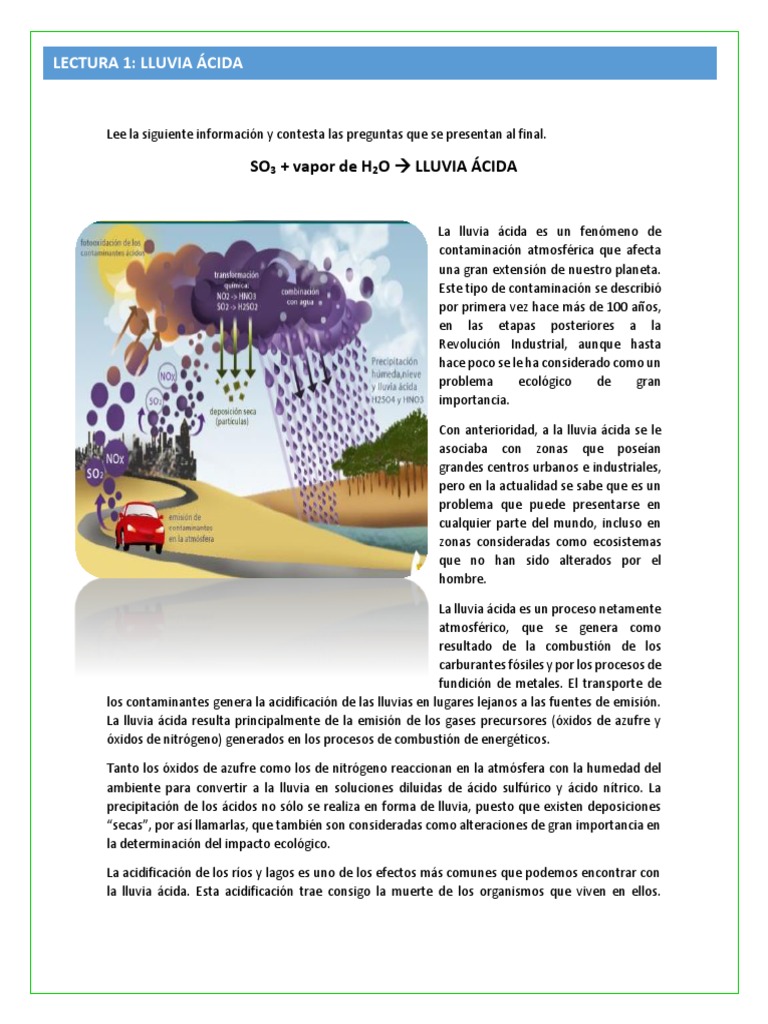 Lectura 1 Lluvia Ácida | PDF | La contaminación del aire | Contaminación