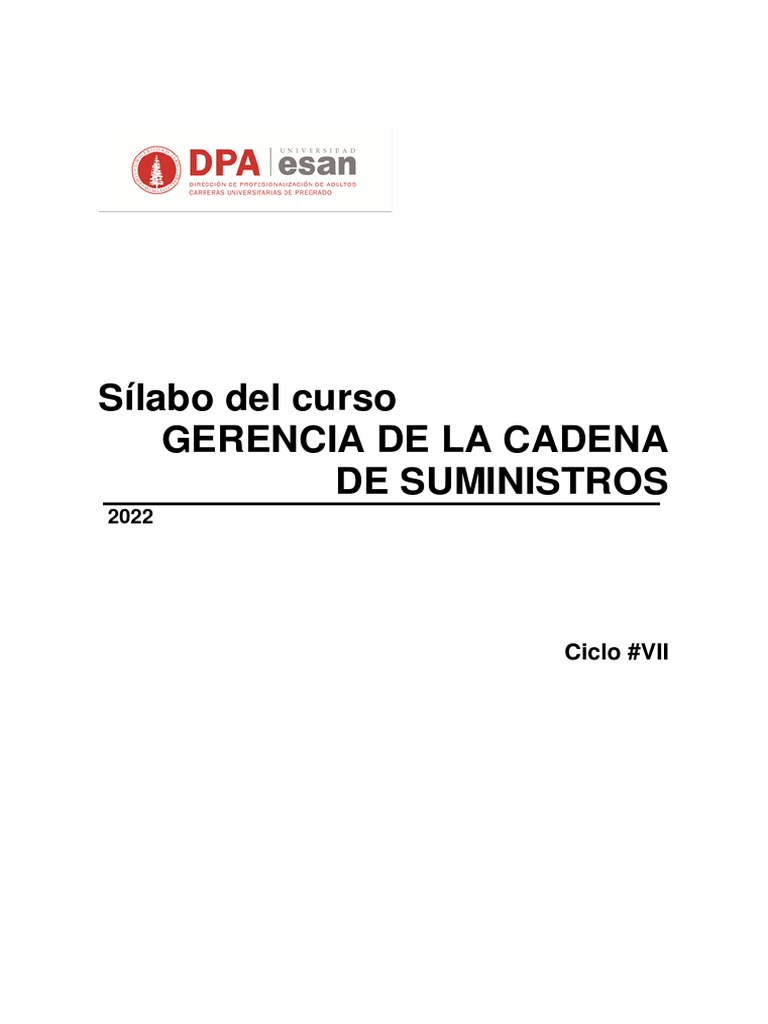 SILABO-Gerencia de La Cadena de Suministros-2022-2 PDF | PDF | Logística | Gestión de la cadena ...