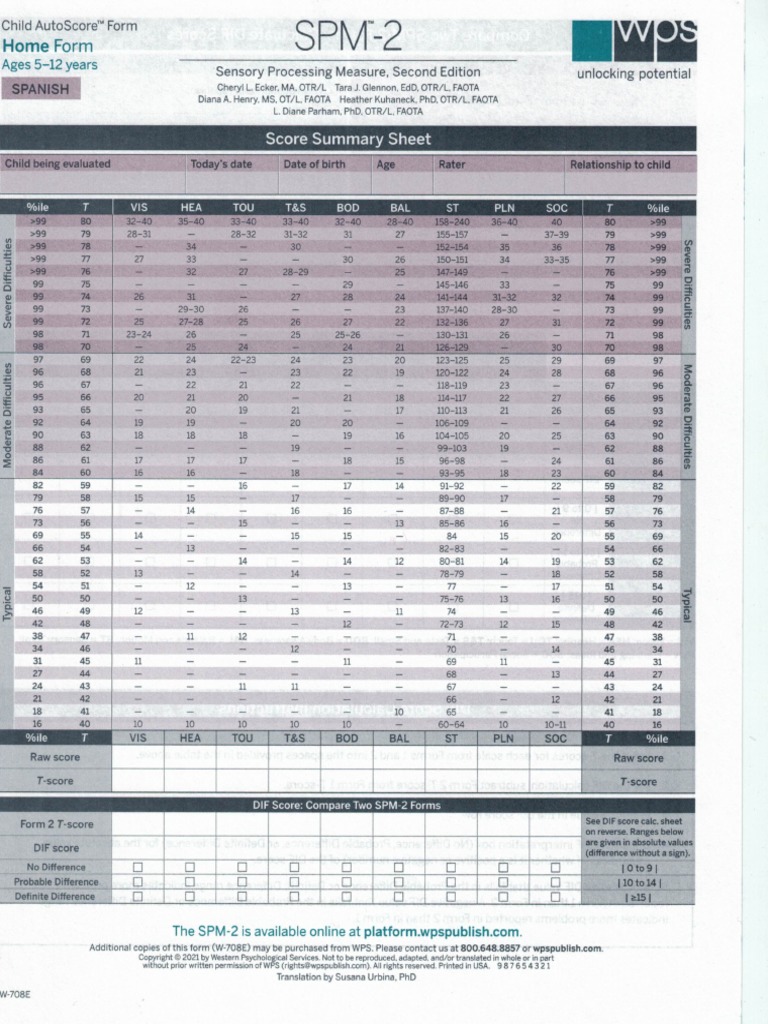 Child Autoscore Form Home PDF | PDF