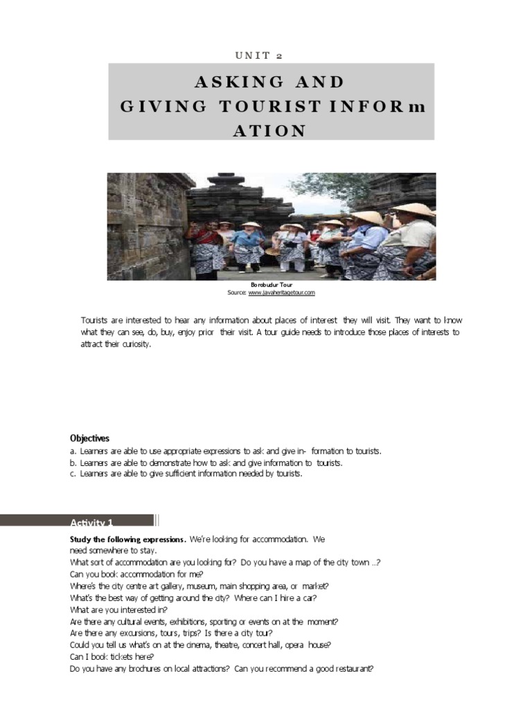 Asking and Giving Tourist Information | PDF