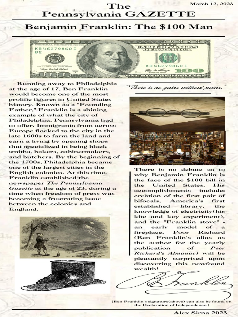Benjamin Franklin The 100 Man | PDF | Benjamin Franklin