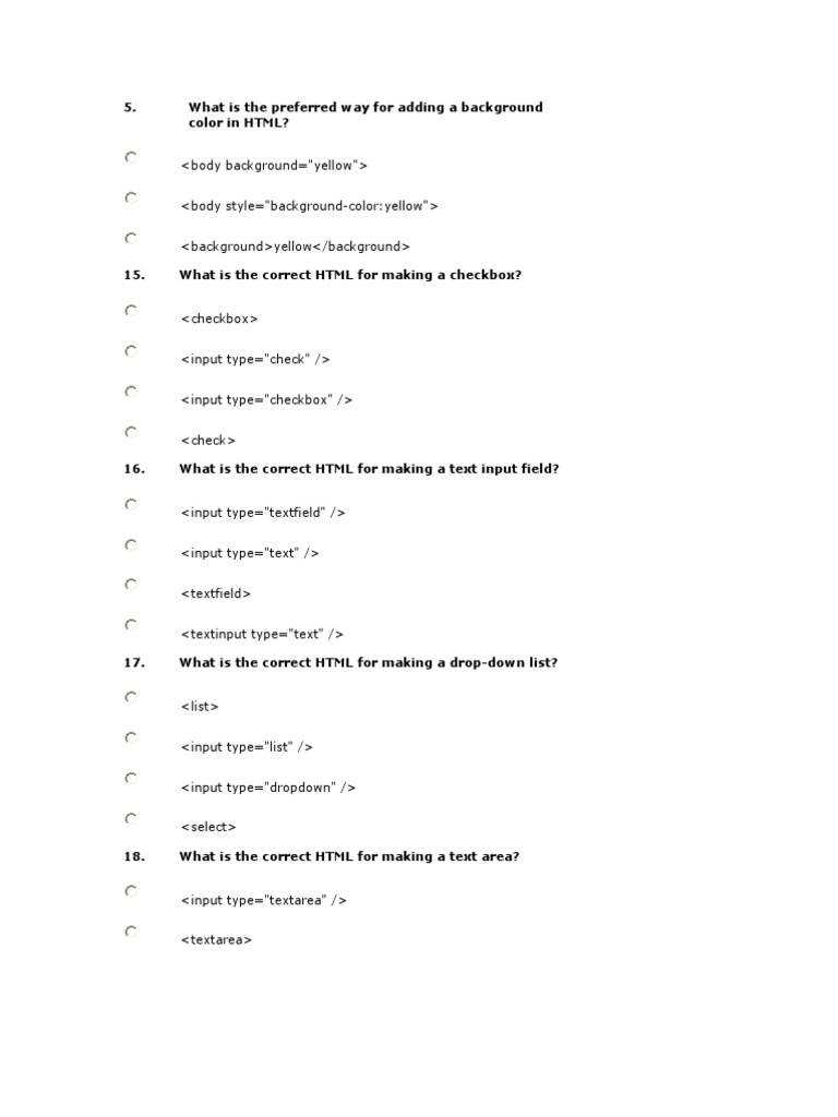 HTML MCQ | Download Free PDF | Html Element | Html