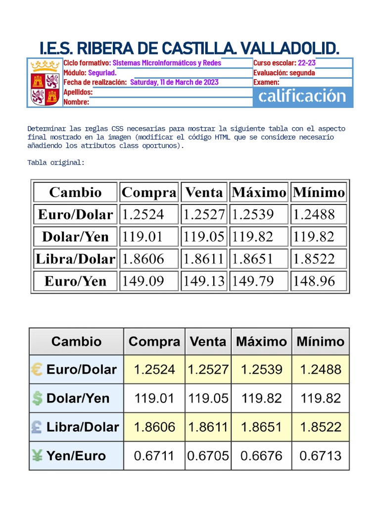 Ejercicio de HTML | PDF