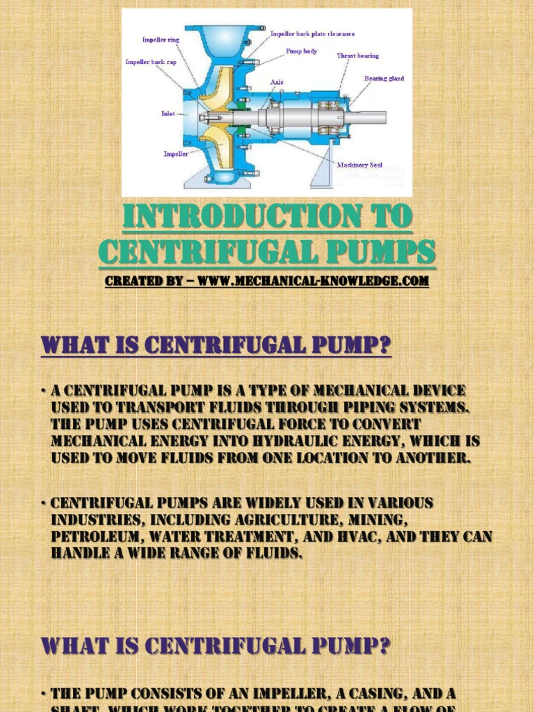 Introduction To Centrifugal Pumps PDF | PDF | Pump | Gases