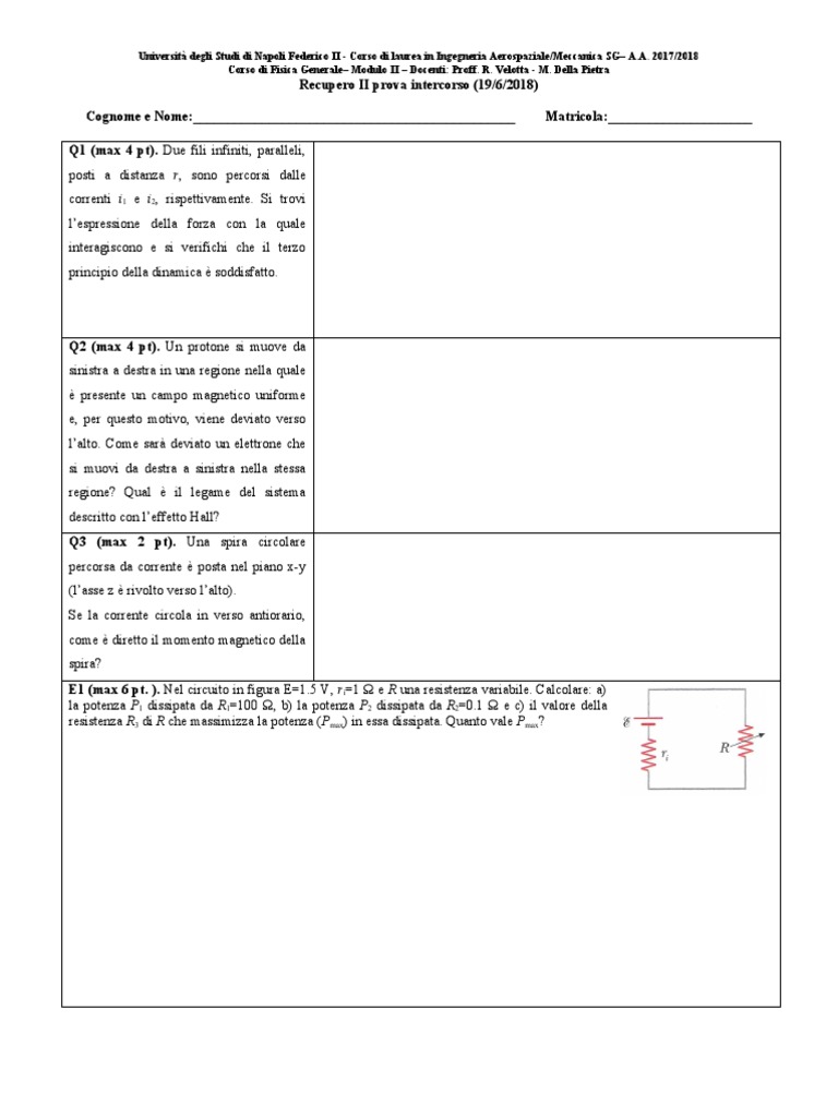 Recupero II Prova 19 - 06 - 2018 | PDF