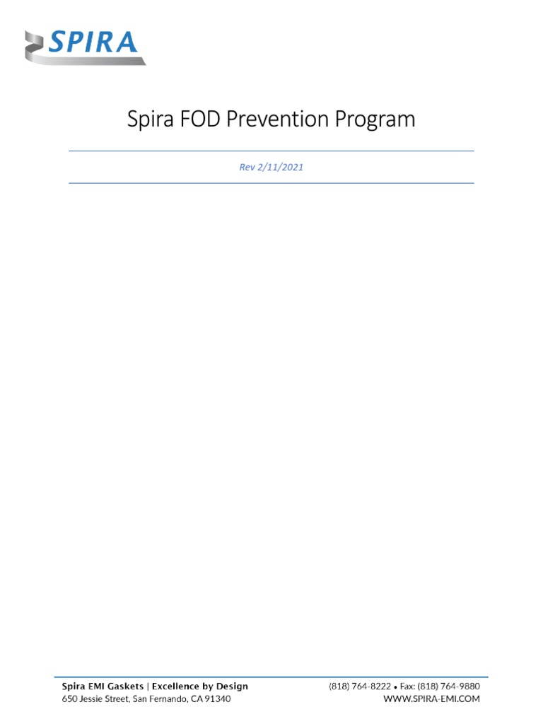 Spira FOD Prevention Program 2 11 2021 | PDF | Housekeeping | Foreign ...