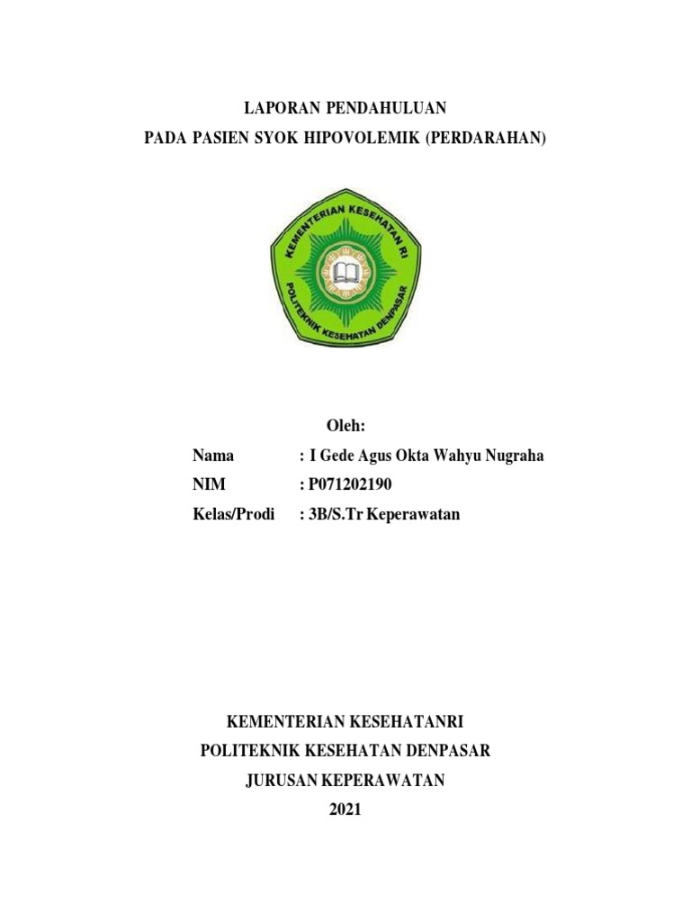 LP Syok Hipovolemik I Gede Agus Okta WN PDF | PDF | Kesehatan Holistik | Sains & Matematika