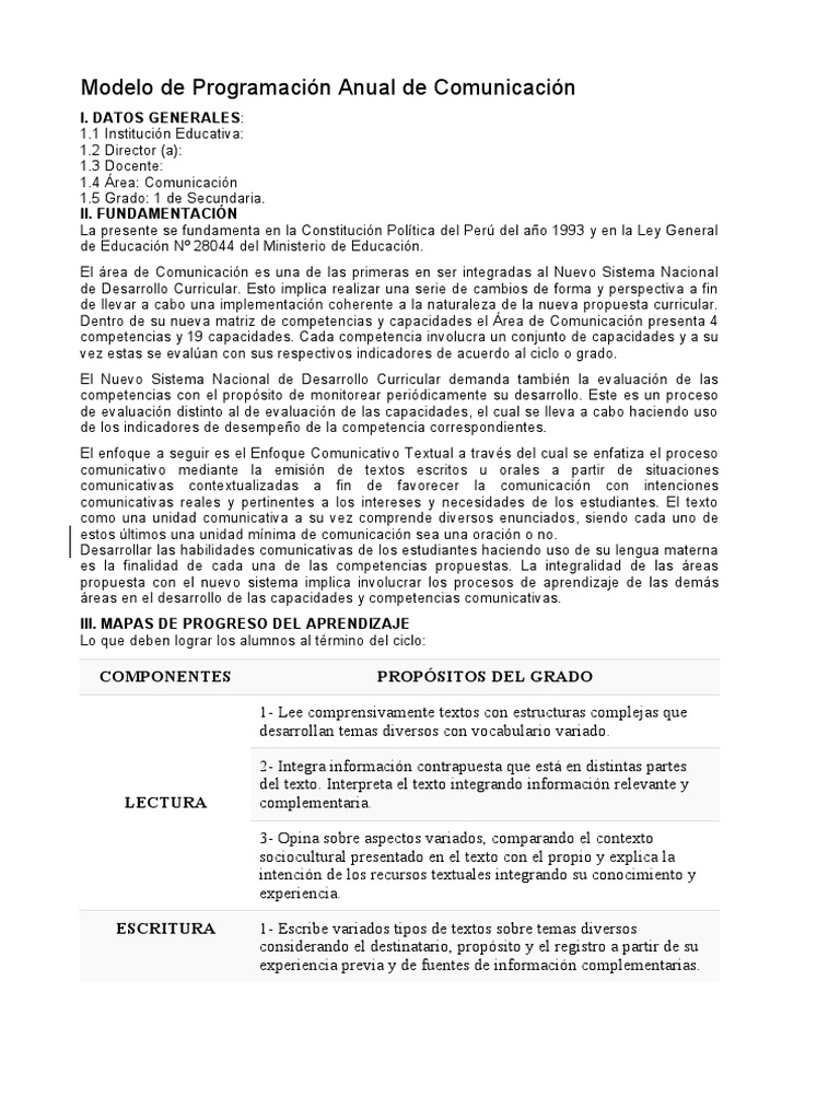 Modelo de Programación Anual de Comunicación | PDF | Evaluación ...