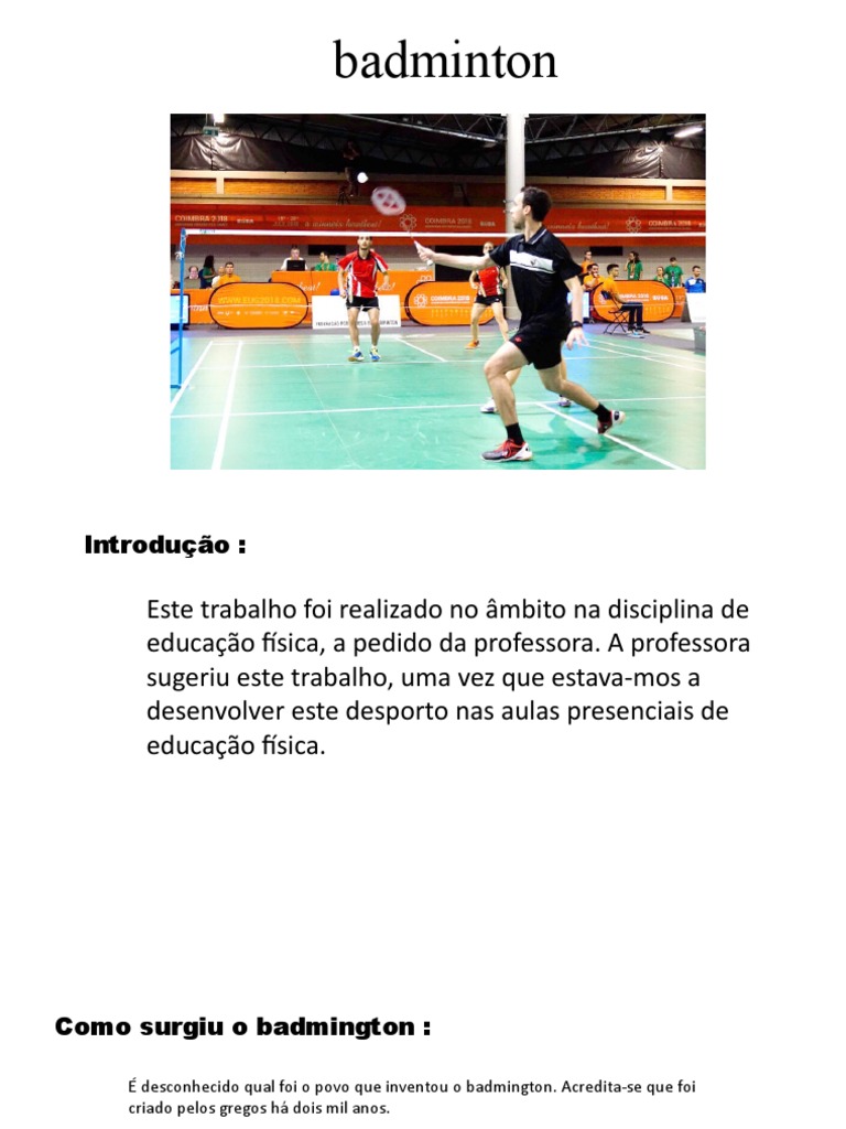 O Esporte do Badminton: Seu Surgimento, Equipamentos e Regras Básicas | PDF