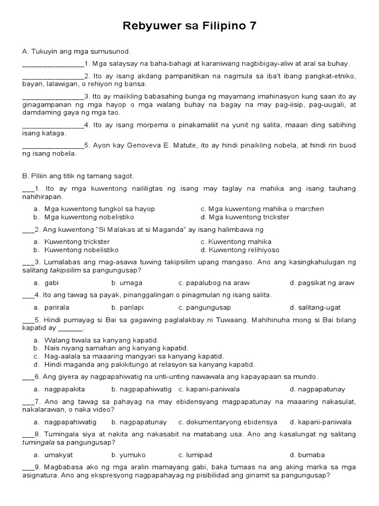 Reviewer Filipino7 | PDF