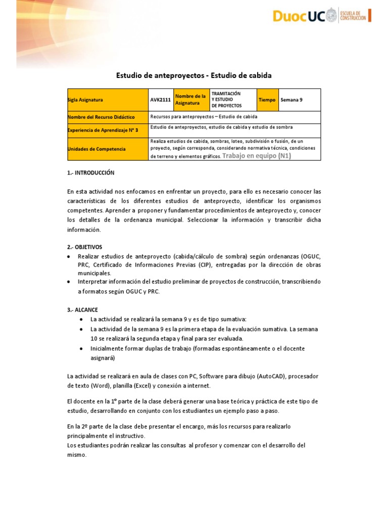 Estudio de Cabida y Sombra en Proyectos | PDF | Evaluación | Maestros