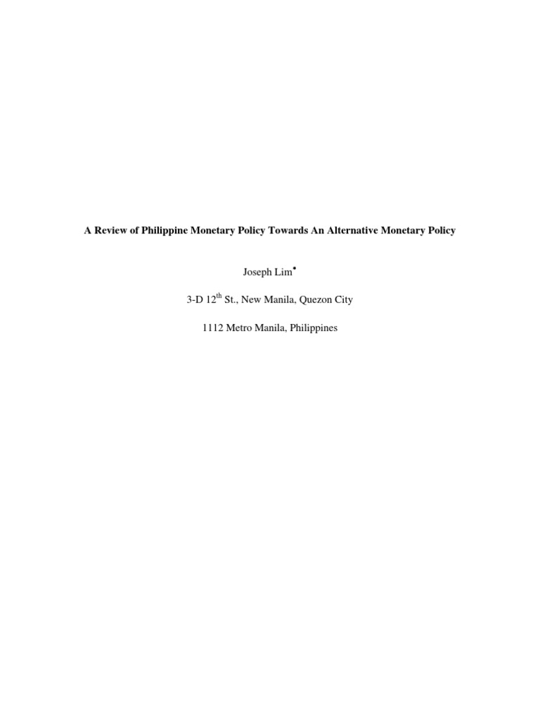 Monetary Policy of The Philippines | PDF | Inflation | Monetary Policy