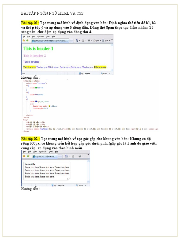 Baitap Thuchanh CSS | PDF