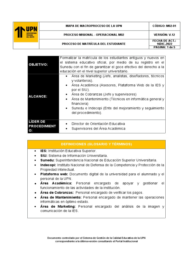 Manual de Macroprocesos de La UPN - (Gestión de Procesos - T. Diurno ...