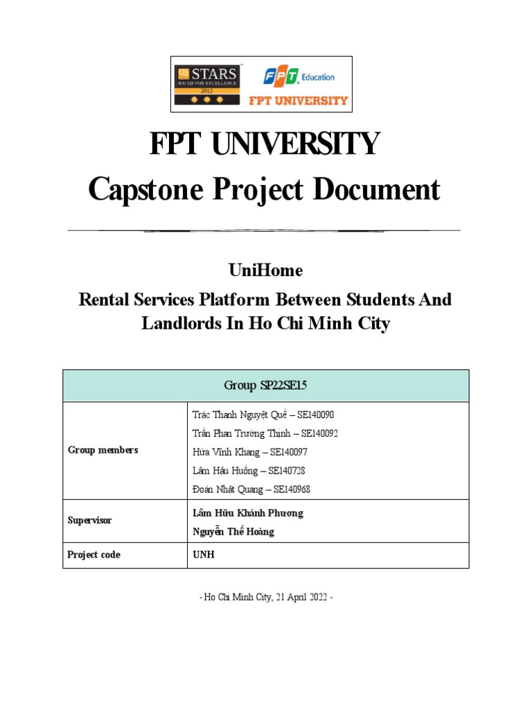 2022.spring - UniHome - Capstone Project - Final Report | PDF | Use Case | Renting