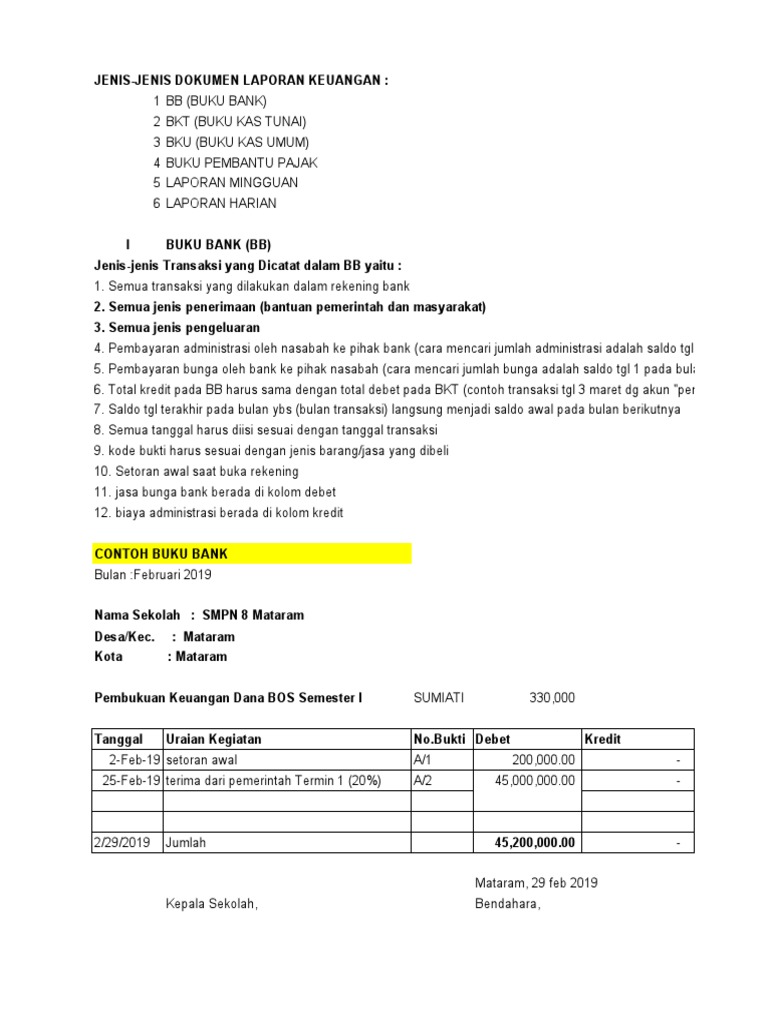Contoh Buku Bank dan BKT | PDF