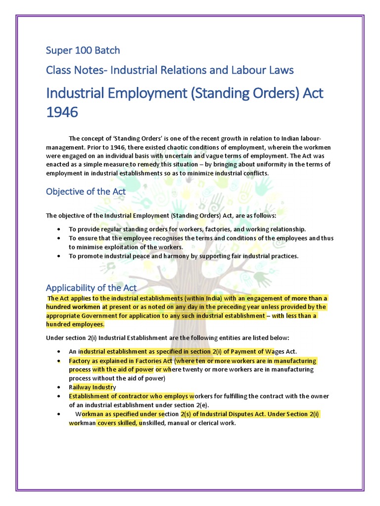 Industrial Employment (Standing Orders ) Act, 1946 | PDF | Employment ...