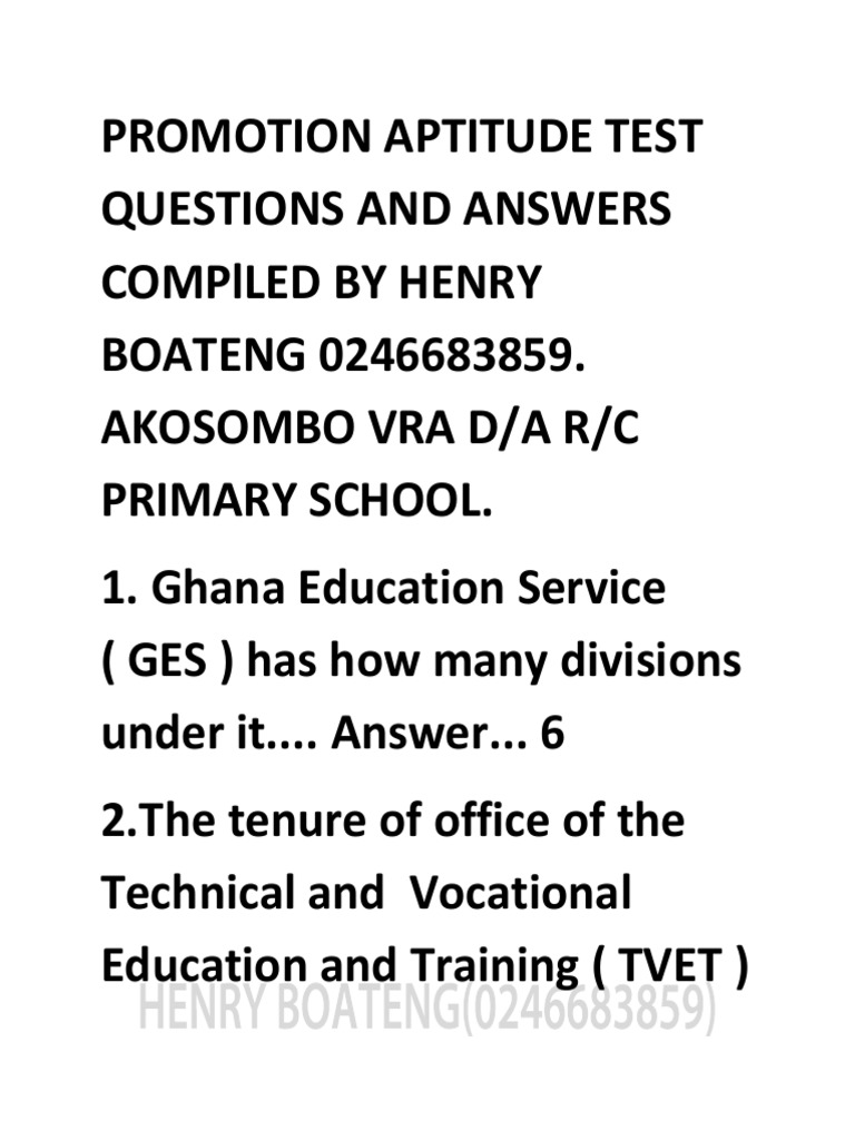 Promotion Likely To Come Live Questions and Answers by Henry Boateng (0246683859) | PDF ...