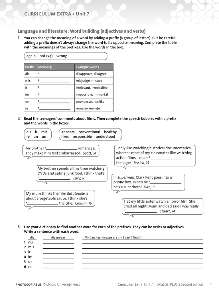 CLIL Unit 7 Word Building | PDF | Linguistics