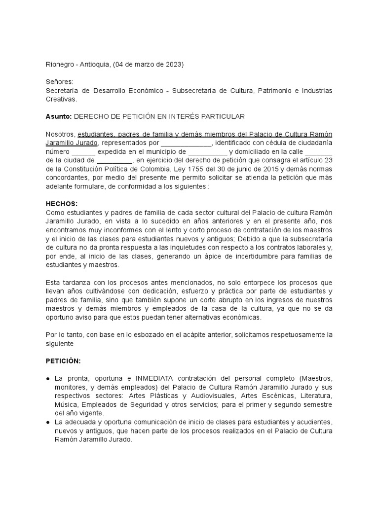 Derecho de Petición en Interés Particular | PDF | Gobierno | Justicia