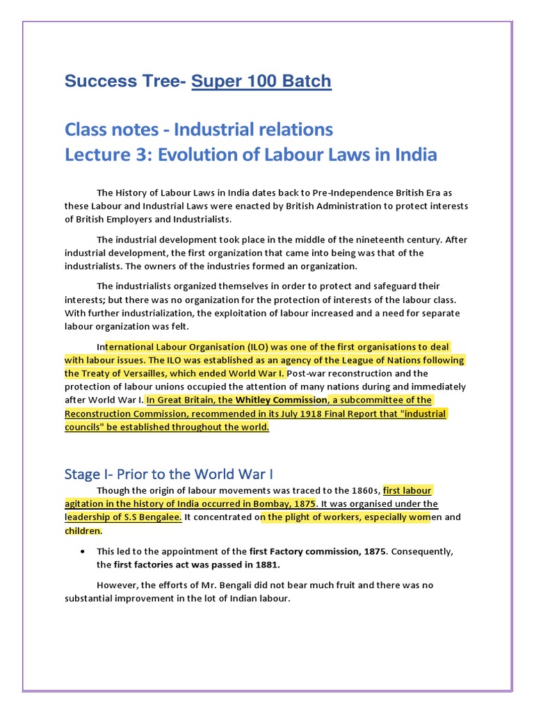 Evolution of Labour Laws in India | PDF | Labour Law | Employment