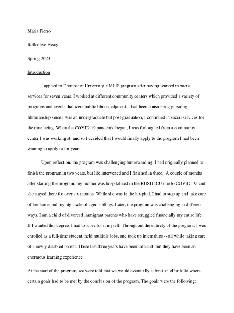 Personal Essay Eportfolio 1 | PDF | Library Science | Libraries