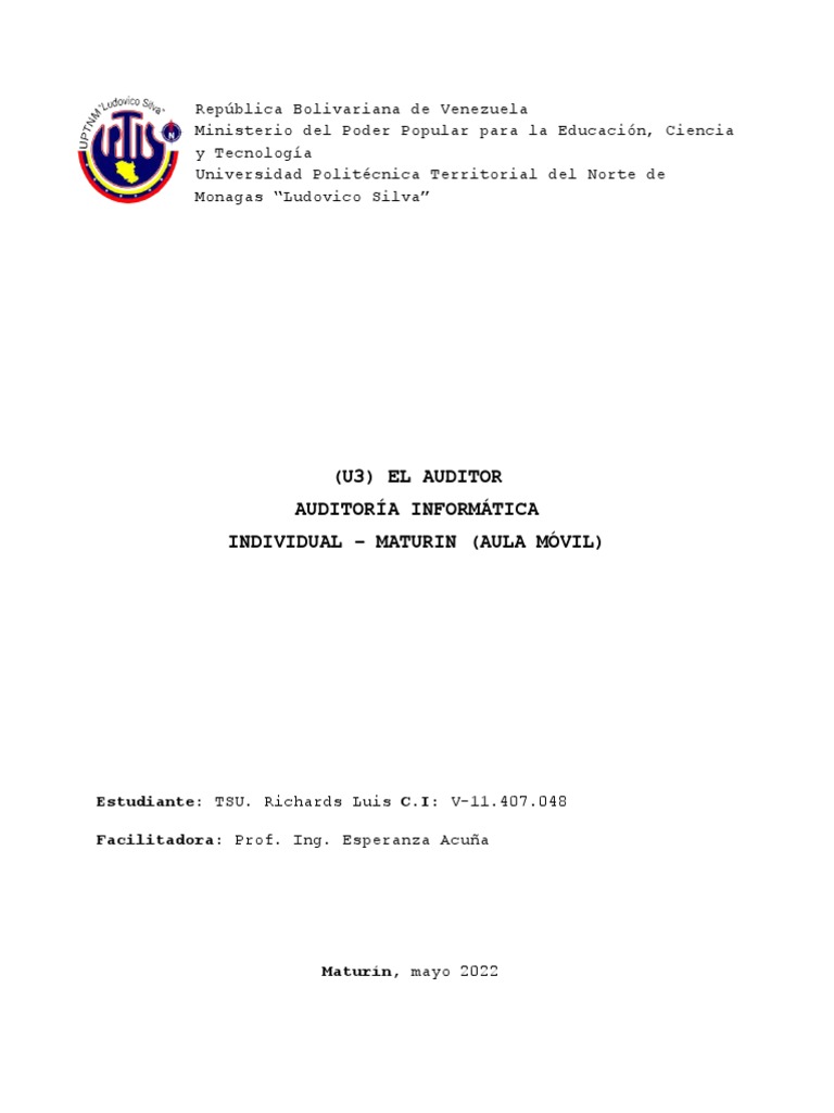 Ai-U3-El Auditor | PDF | Auditoría | Informática