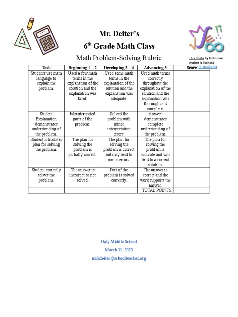 Problem-Solving Math Rubric - Complete | PDF | Cognition | Cognitive ...